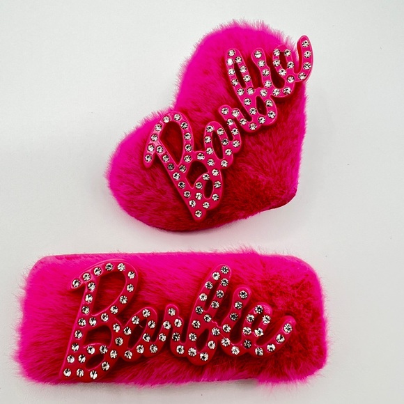 Accessories | Hot Pink Fuzzy Barbie Inspired Snap Hair Clips ...